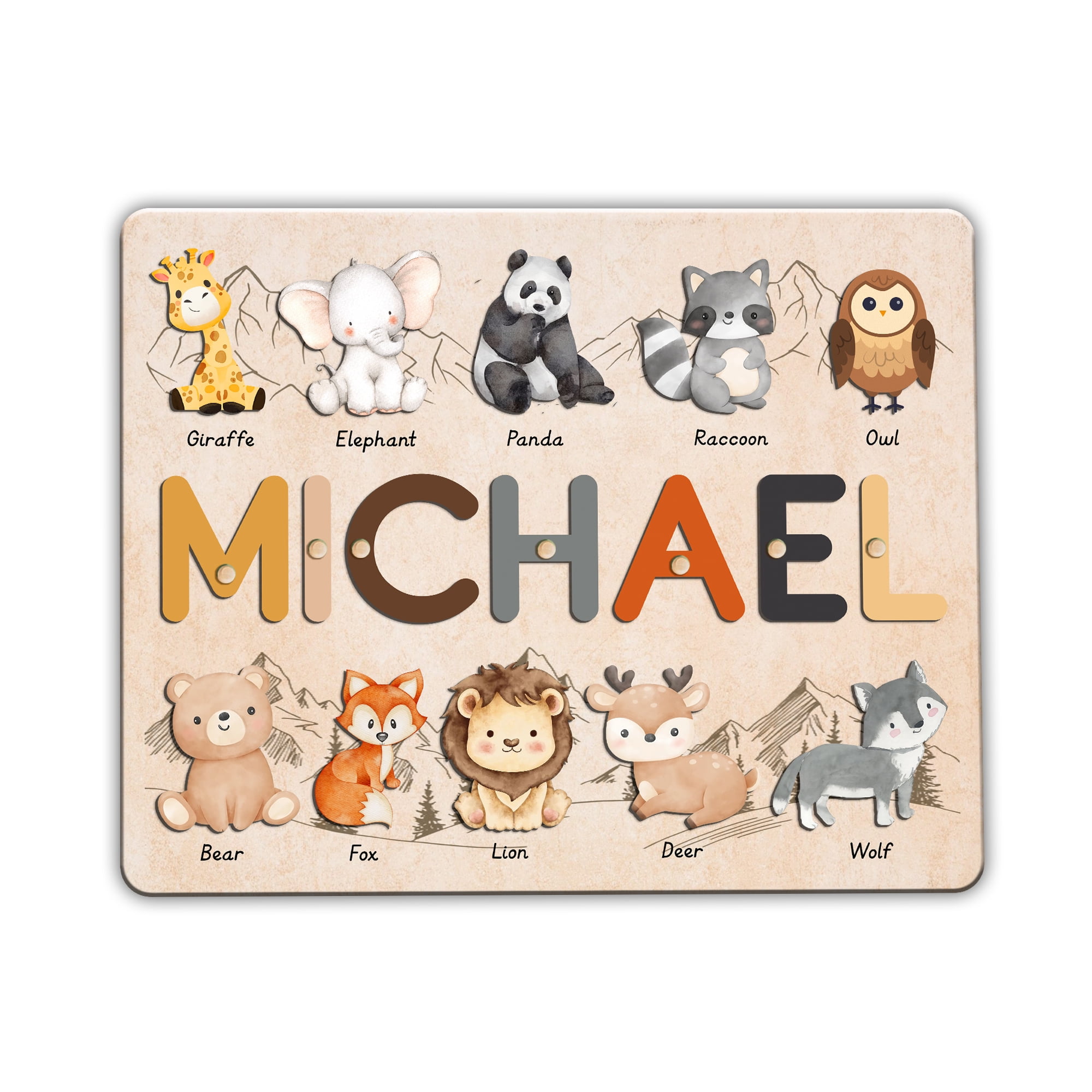 Animal Name Puzzle: Personalized Wooden Toys for Toddlers, Montessori ...