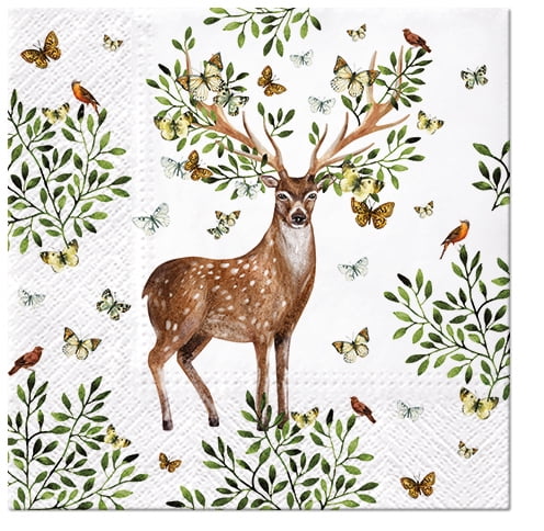 Animal Napkins for Decoupage FOREST ANTLERS 40pcs Lunch Napkins, Forest ...