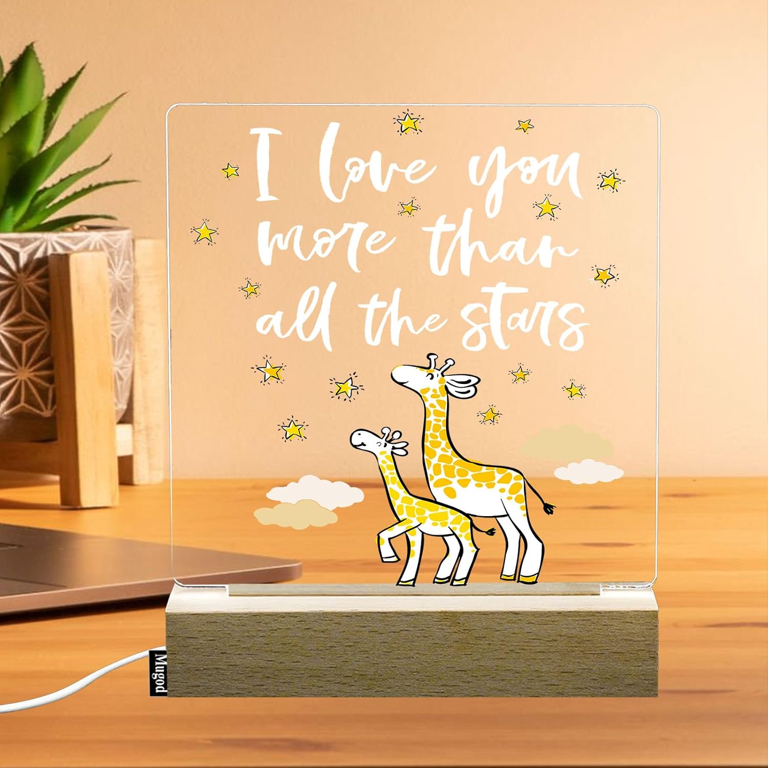 Animal Night Lights Cute Giraffe and Cub 3D Illusion Lamp Engraved ...