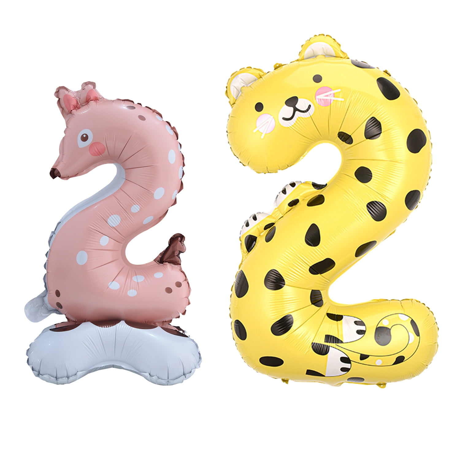 Animal Number 2 Balloons, Standing Foil 40inch Cartoon Giant Number 2 ...