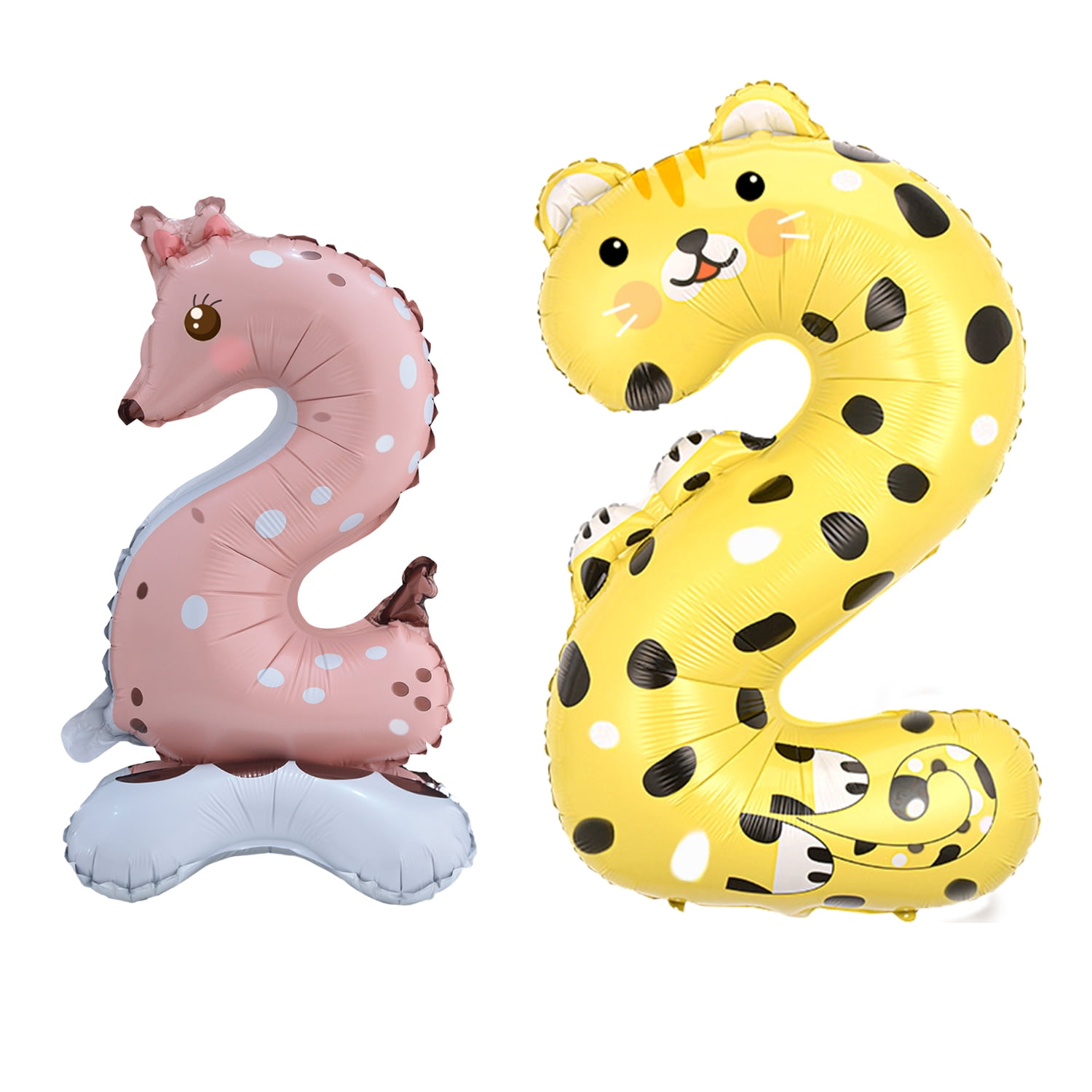 Animal Number 2 Balloons, Standing Foil 40inch Cartoon Giant Number 2 ...