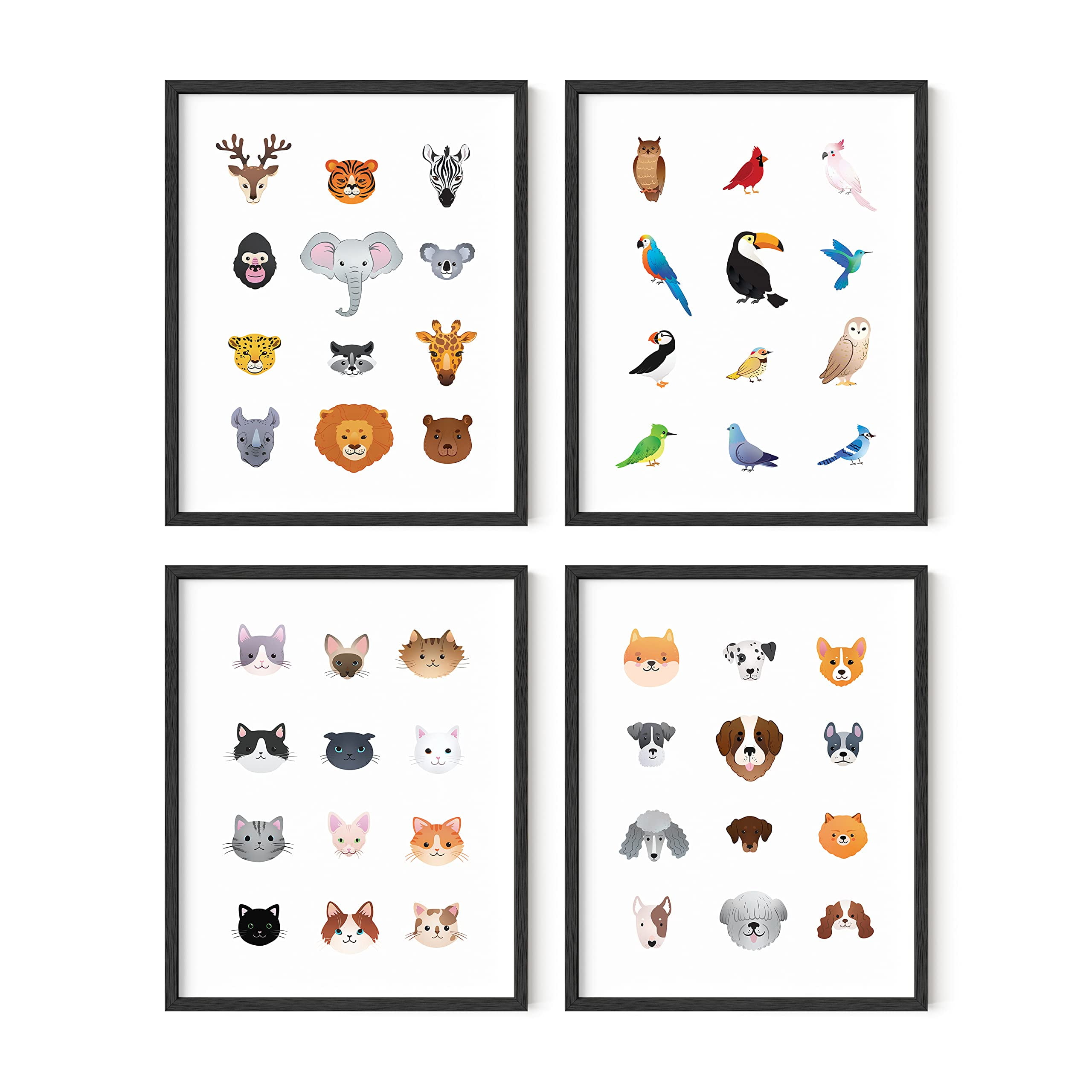 Animal Nursery Art Prints Set of 4 By Carefree Bee | Baby Nursery Wall ...