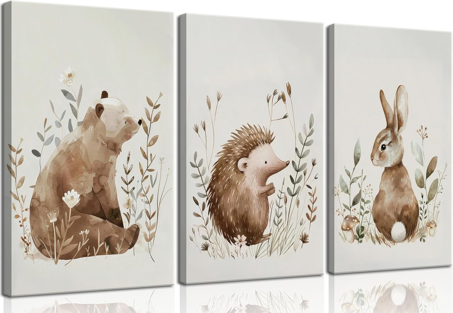 Animal Nursery Canvas Wall Art Cute Neutral Jungle Safari Painting ...