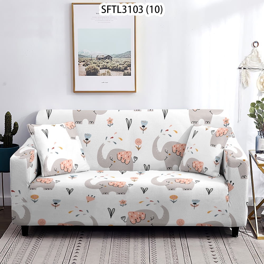 Animal Painted Cover Sofa L Shape Anti-Dust Corner Shaped Chaise ...