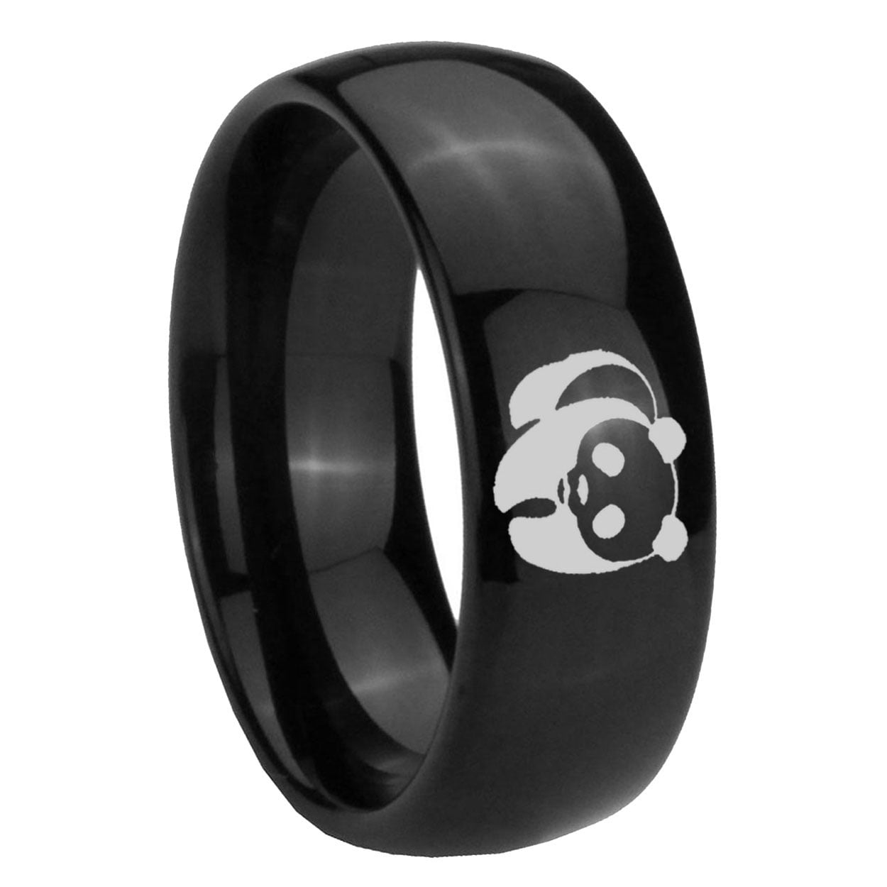 Animal Panda 8MM Black High Polish Dome Tungsten Men Ring - Walmart.com