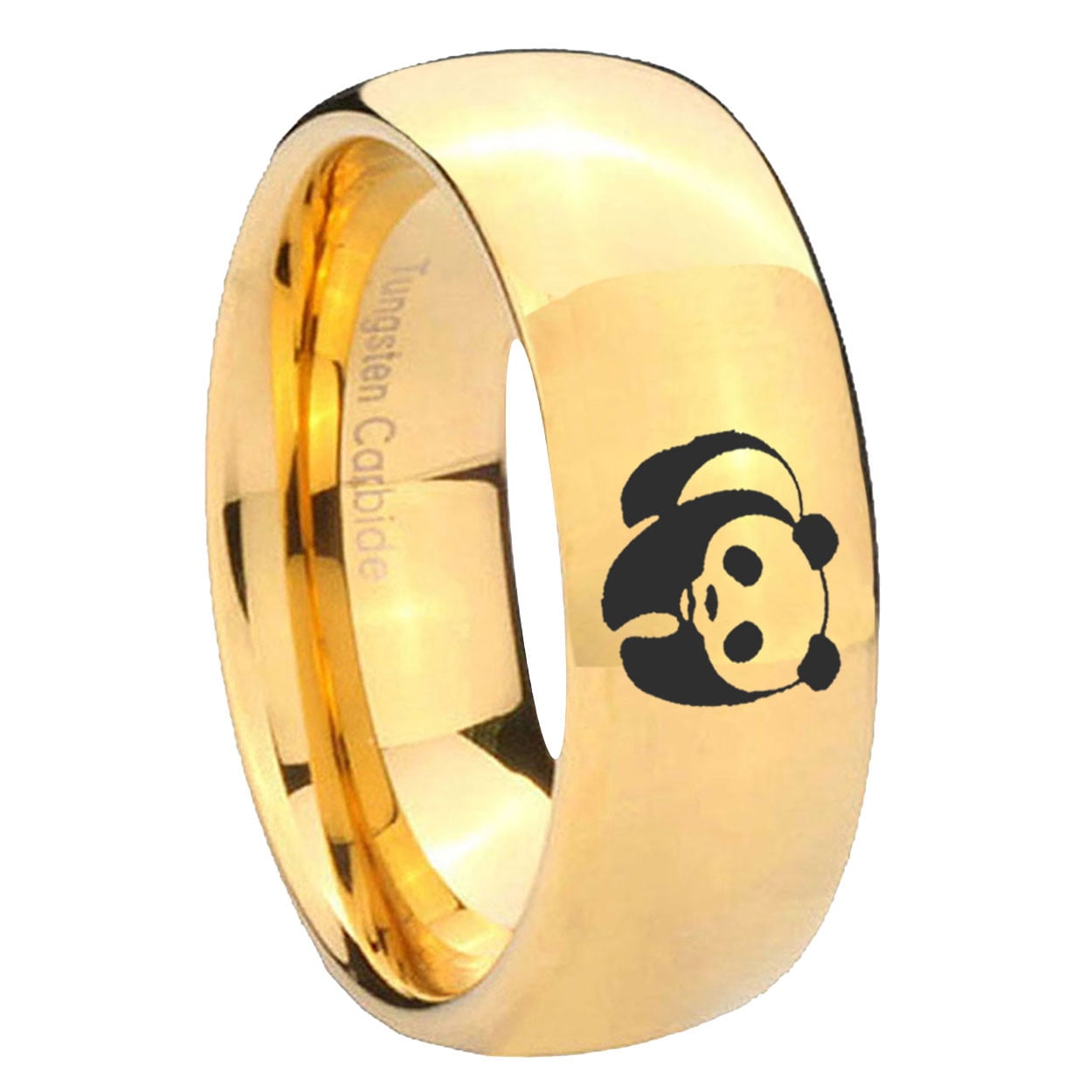 Animal Panda 8MM Dome Gold Plated Tungsten Men Ring - Walmart.com