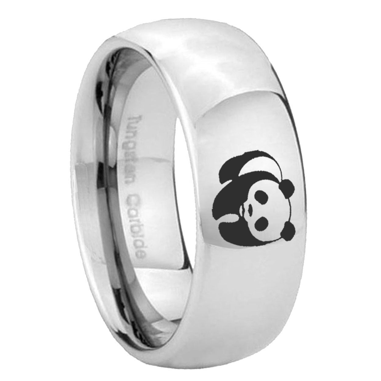 Animal Panda 8MM Gray High Polish Dome Tungsten Men Ring - Walmart.com