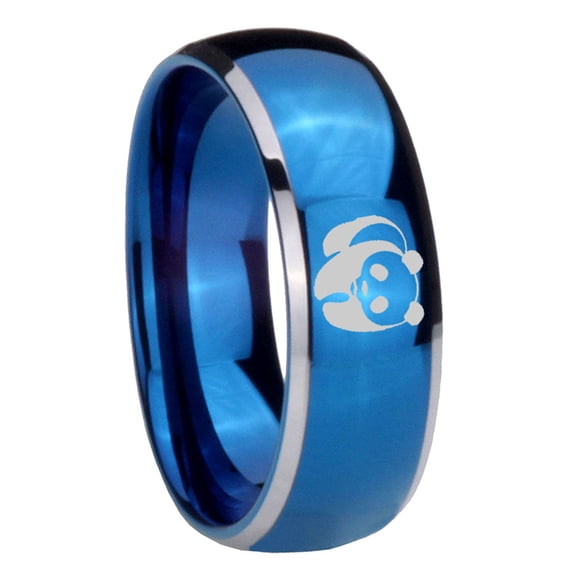 Animal Panda 8MM Polished Blue 2 Tone Dome Tungsten Men Ring - Walmart.com
