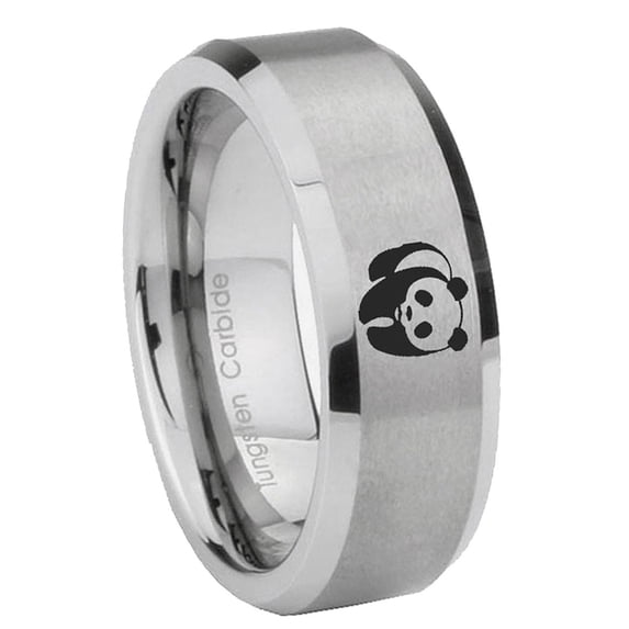 Animal Panda Beveled Edge Gray Tungsten Men Ring 10MM - Walmart.com