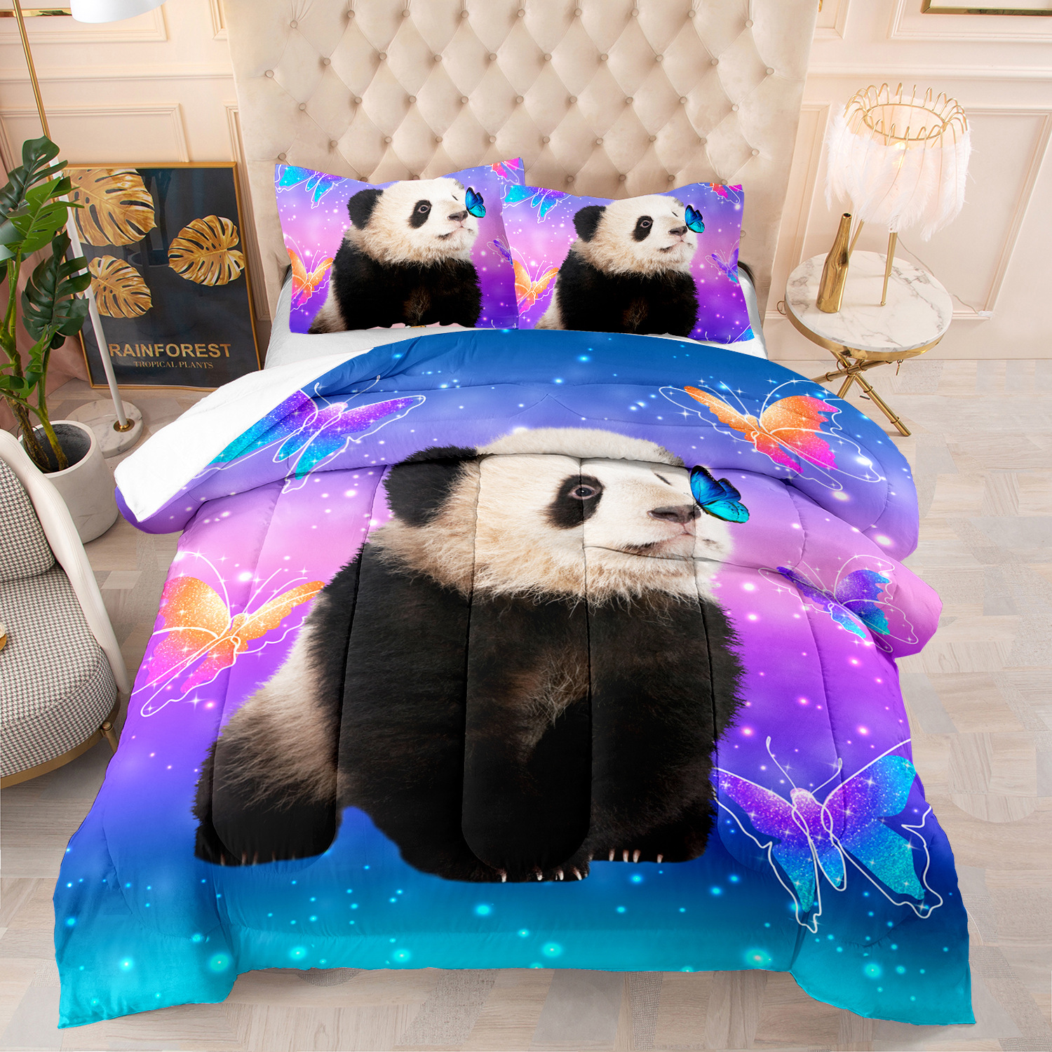 Animal Panda Cartoon Quilt Fat Quilt Feather Silk Cotton Bedding ...