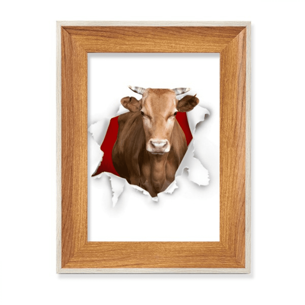 Animal Paper Break Shocks Bulls Desktop Wooden Photo Frame Display ...