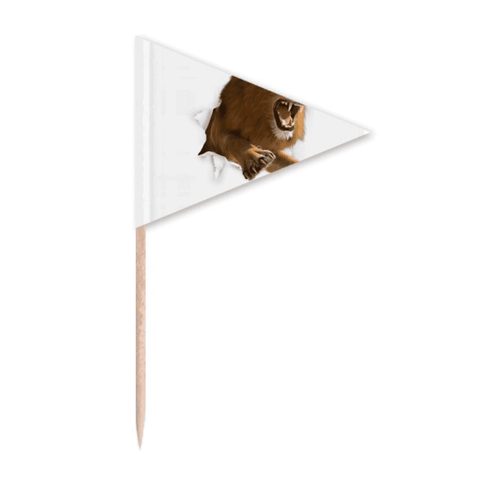 Animal Paper Break Shocks Lions Toothpick Triangle Cupcake Toppers Flag ...