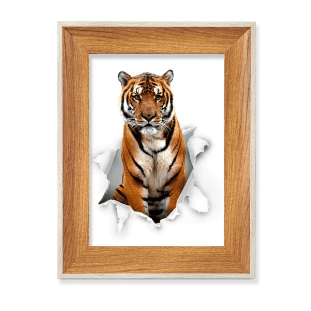 Animal Paper Breaks Shock Tigers Desktop Wooden Photo Frame Display ...