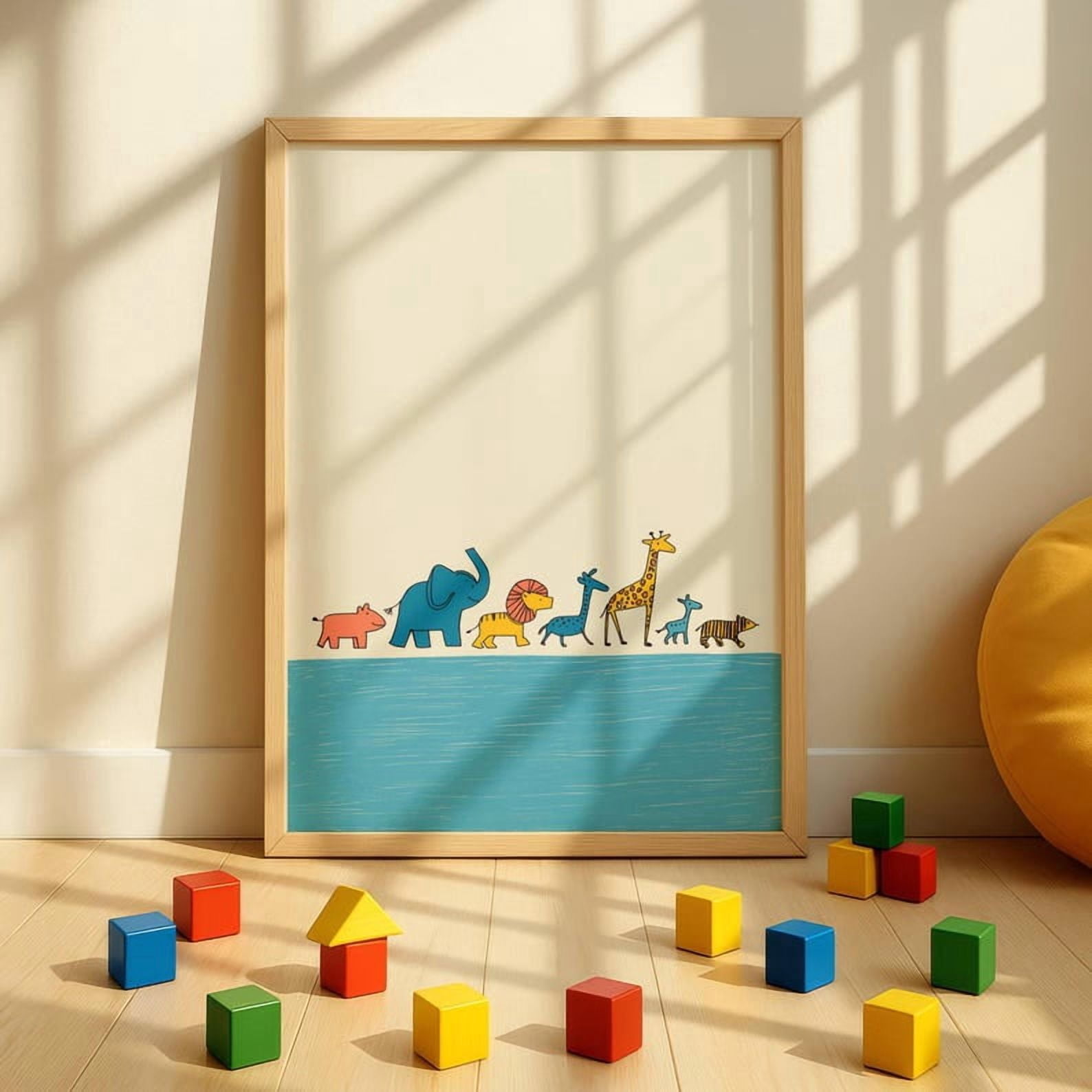 Animal Parade Wall Art Whimsical Nursery Bright Bold Storybook ...