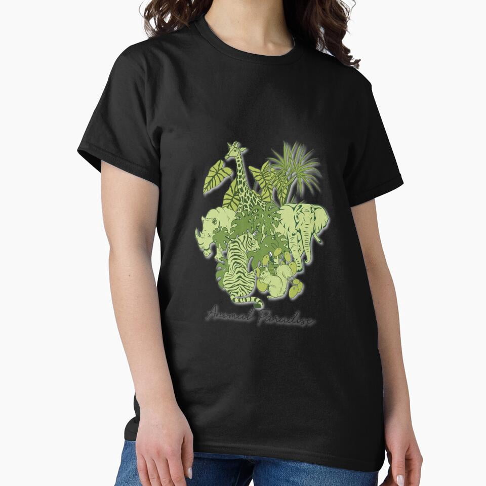 Animal Paradise T-Shirt - Giraffe, Elephant, Rhino, Tiger, Monkey ...