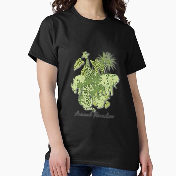 Animal Paradise T-Shirt - Giraffe, Elephant, Rhino, Tiger, Monkey ...