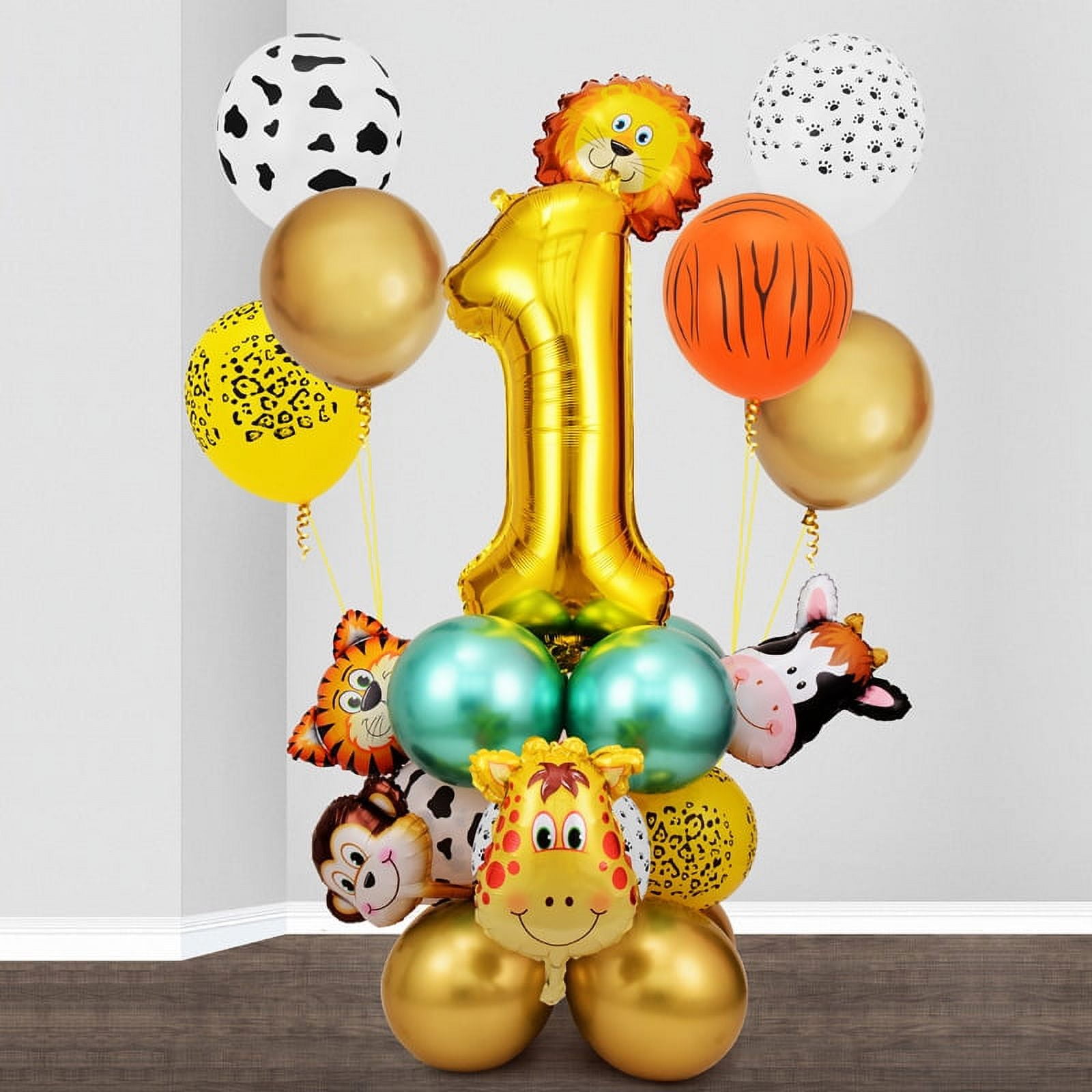 Animal Party Set Balloon Big Number Combination jungle balloons ...