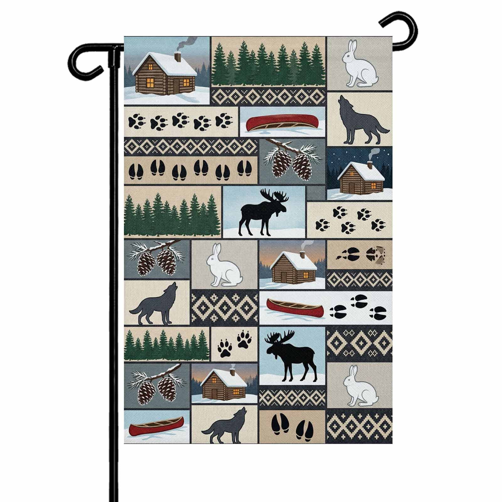 Animal Patchwork Garden Flag 12x18 Inch Country Forest Farmhouse Rabbit ...