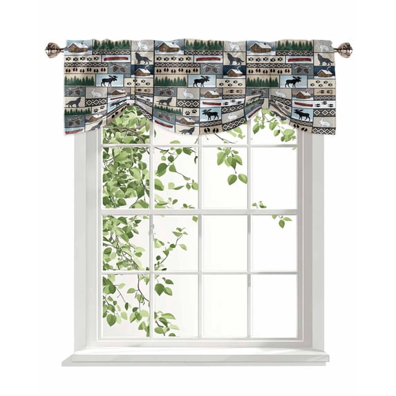 Animal Patchwork Tie Up Valances Curtain, Country Forest Farmhouse ...