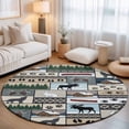 Animal Patchwork Washable Round Area Rug 5 ft, Country Forest Farmhouse ...