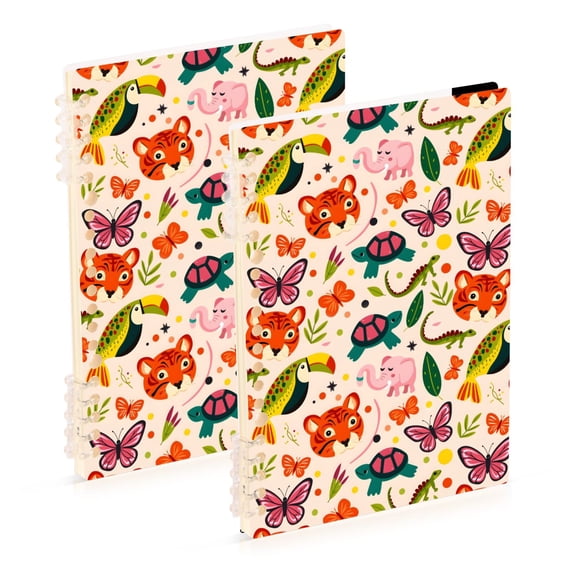 Animal Pattern A5 Notebook Set of 2 Refillable 60 Sheets Detachable ...