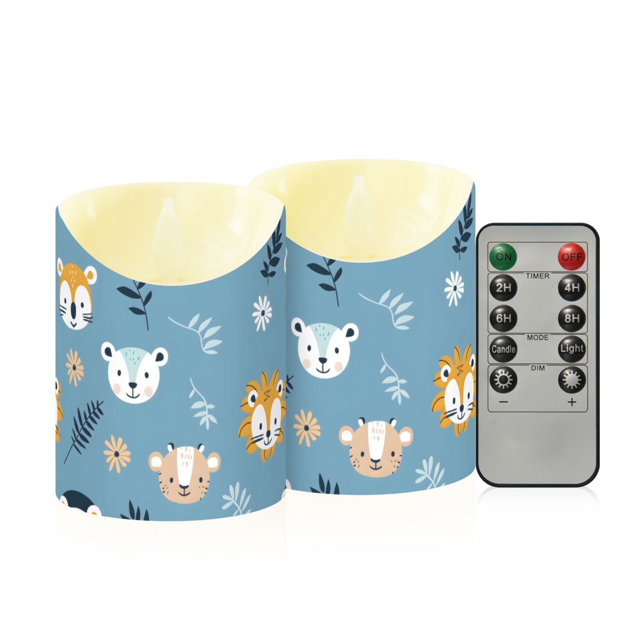 Animal Pattern Flameless Candles 2 PCS with Remote Realistic Moving ...
