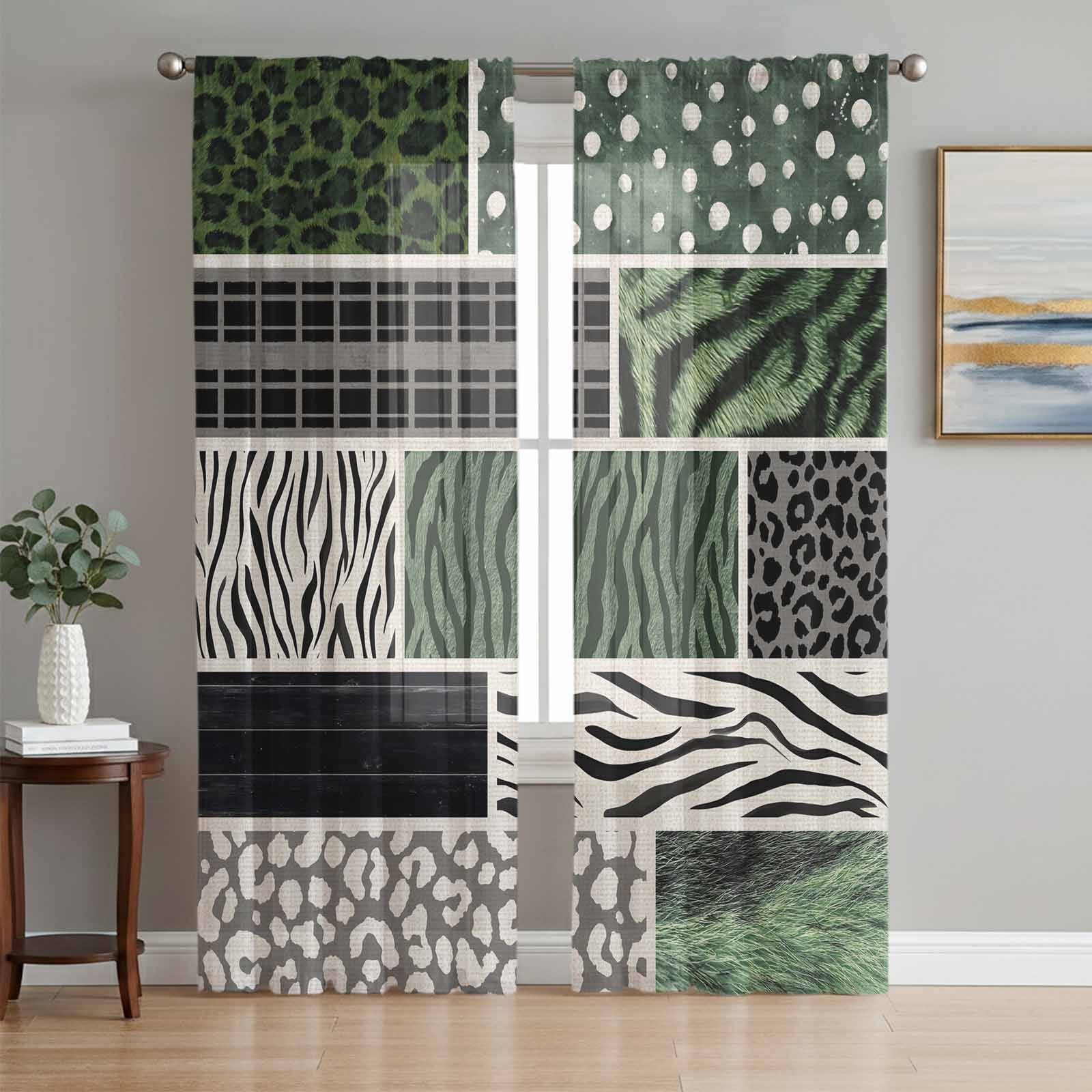 Animal Pattern Print Sheer Curtains for Living Room Bedroom, Art Rustic ...