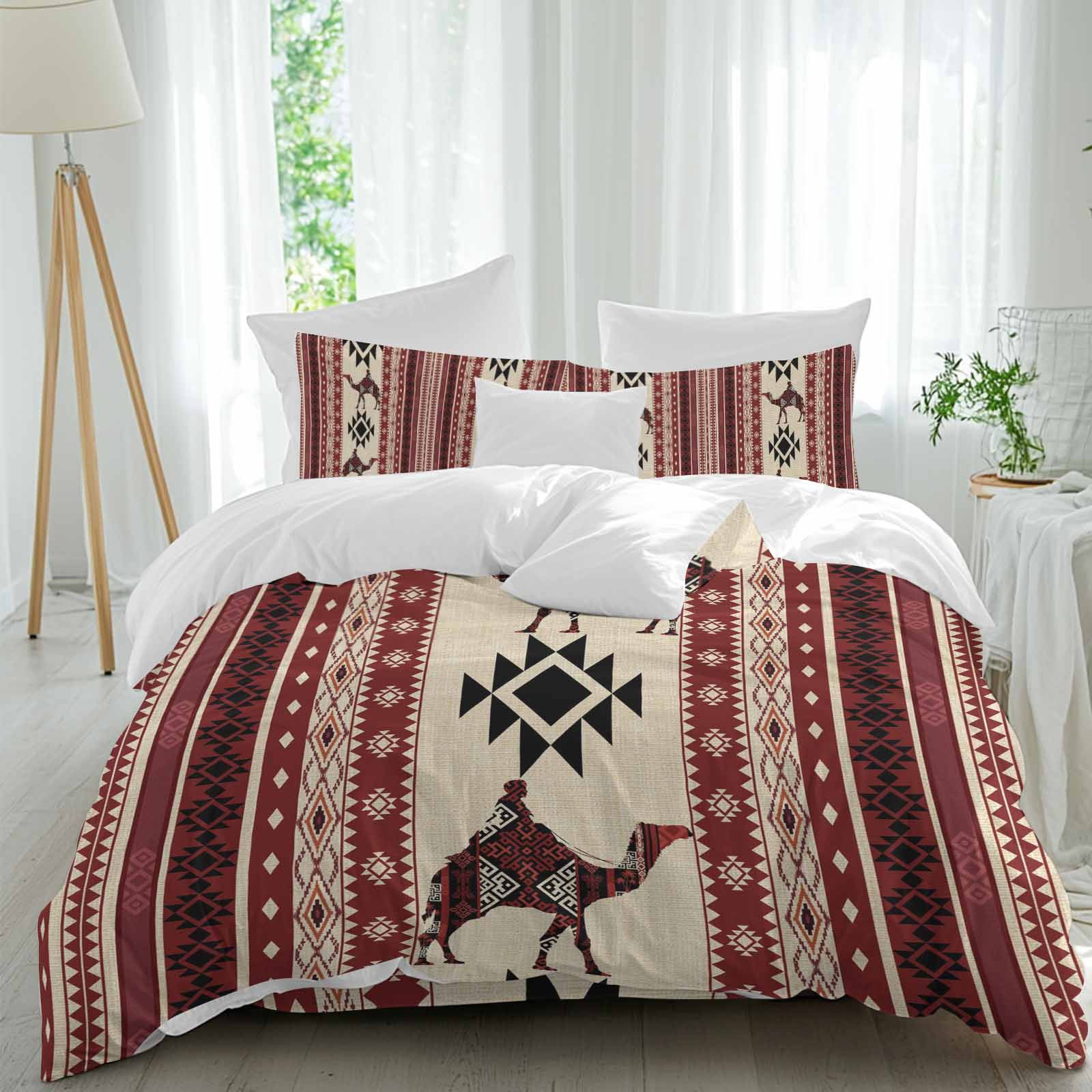 Animal Pattern Traditional Ethnic Style Queen Size Bed Set,Abstract ...