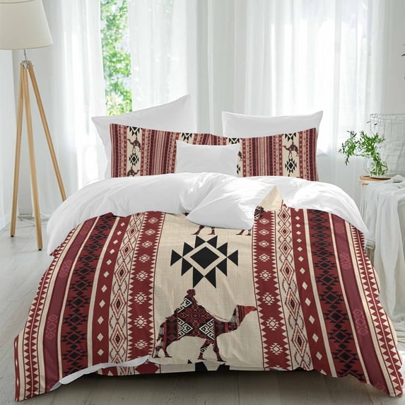 Animal Pattern Traditional Ethnic Style Queen Size Bed Set,Abstract ...