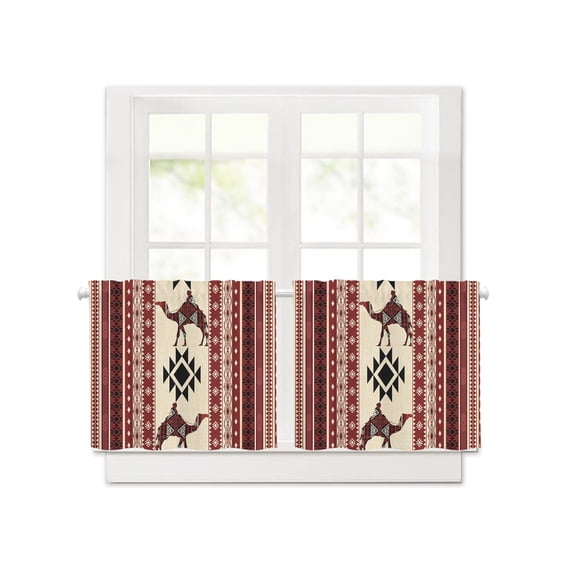 Animal Pattern Traditional Ethnic Style Short Blackout Curtains 30 Inch ...