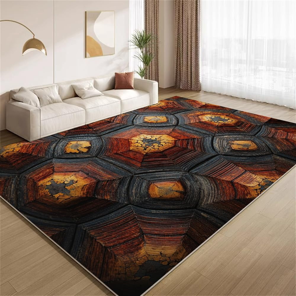 Animal Pattern Turtle Shell Area Rugs, Abstract Carpet, Washable Non ...