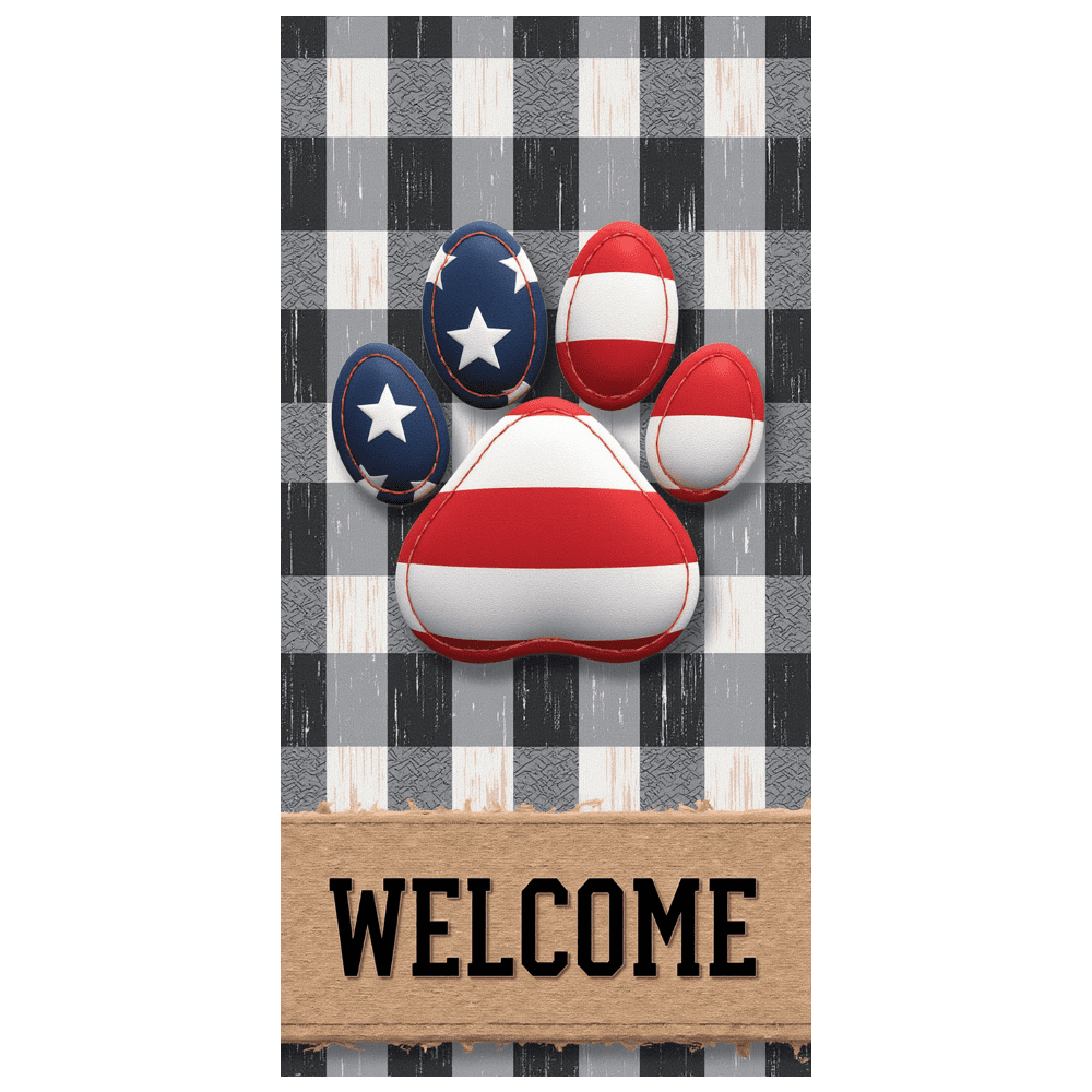 Animal Paw American Flag Welcome Sign Rustic Patriotic Banner for Home ...