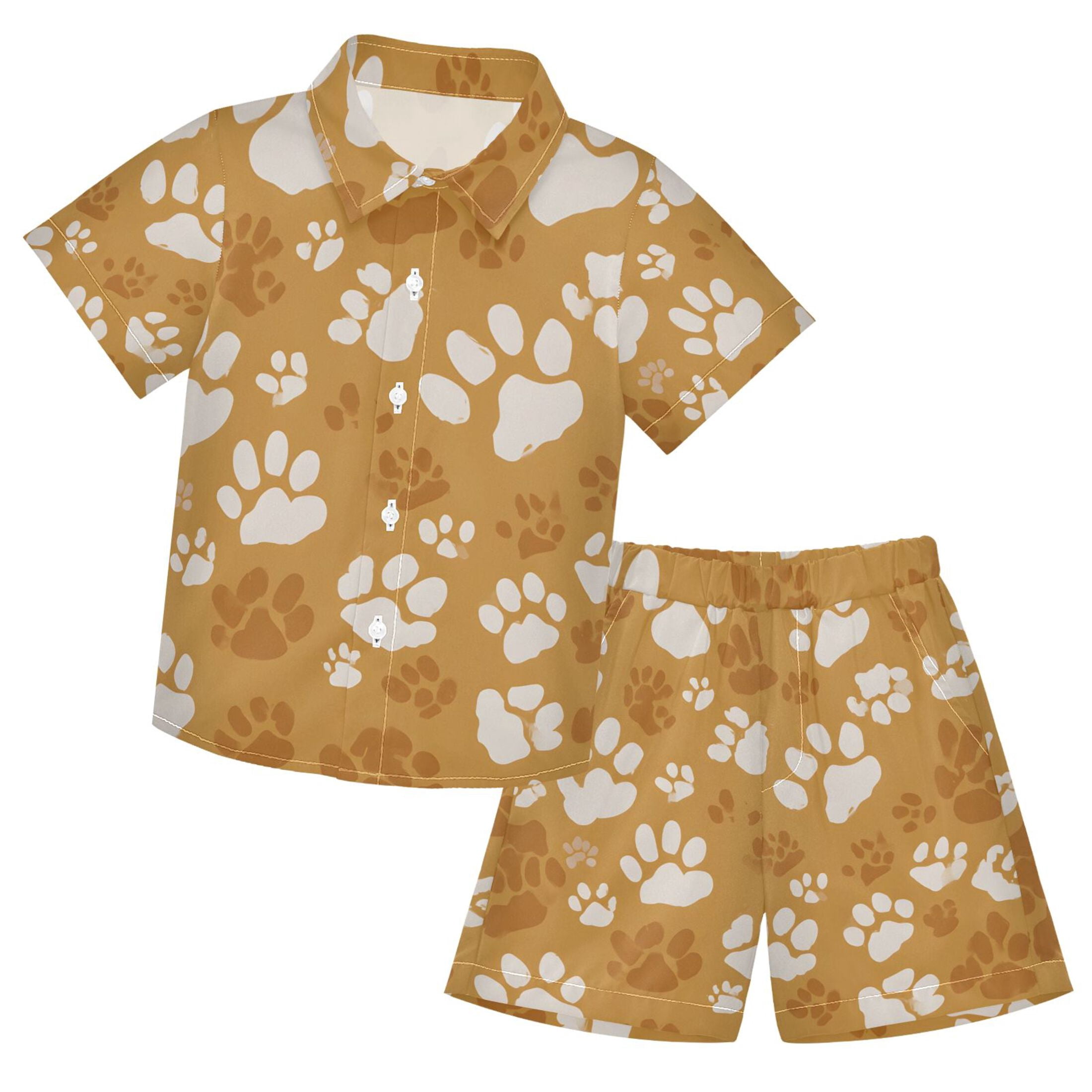Animal Paw Prints Boys' Hawaiian Shorts Sets Button Down Shirts 3T-10Y ...