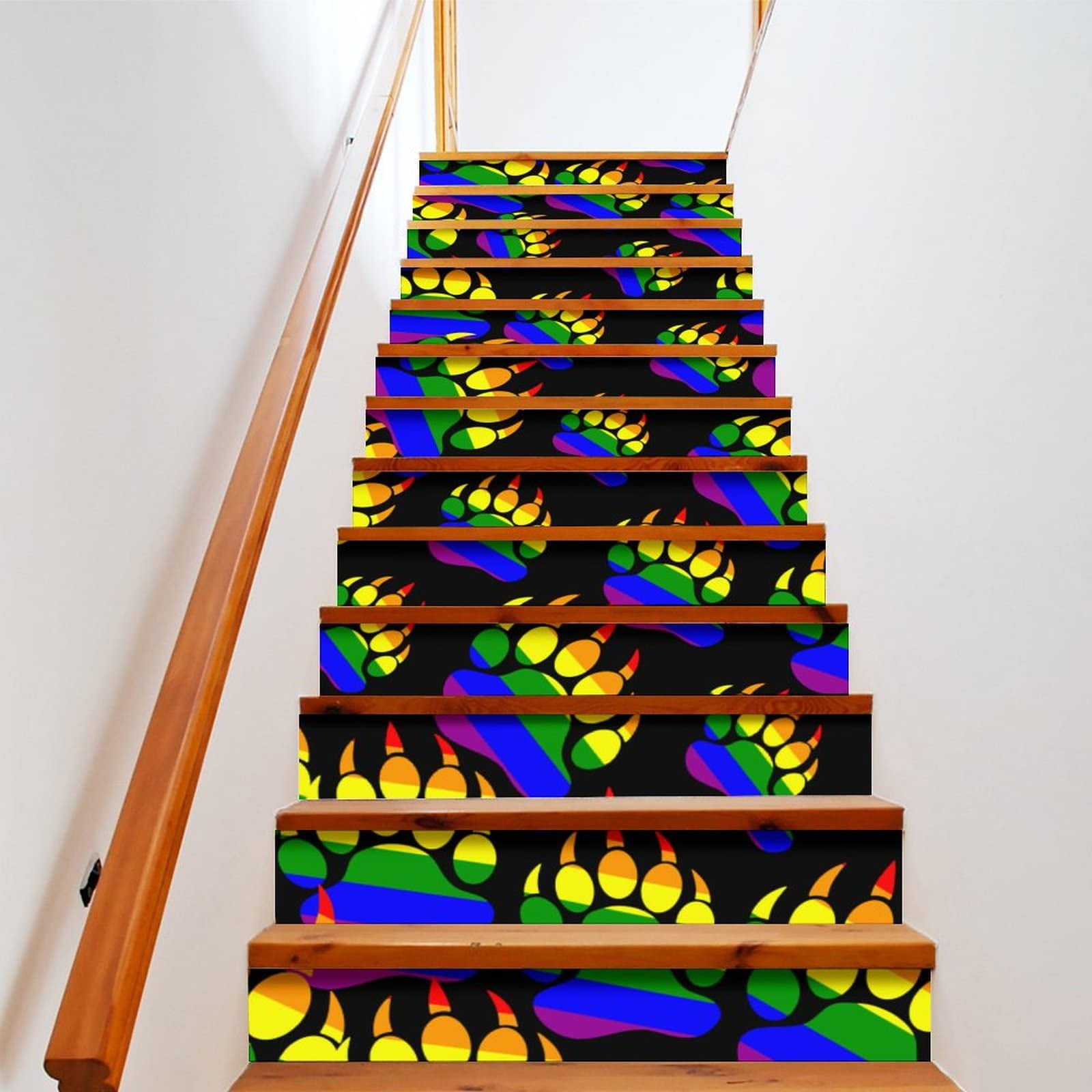 Animal Paw Stair Stickers Cartoon Cat's Claw Print Stair Riser Decal ...