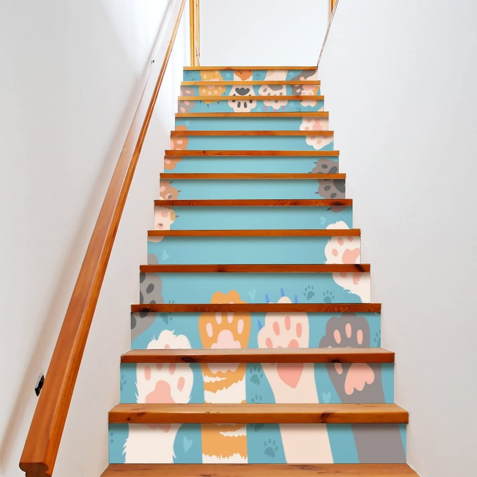 Animal Paw Stair Stickers Cartoon Cat's Claw Print Stair Riser Decal ...