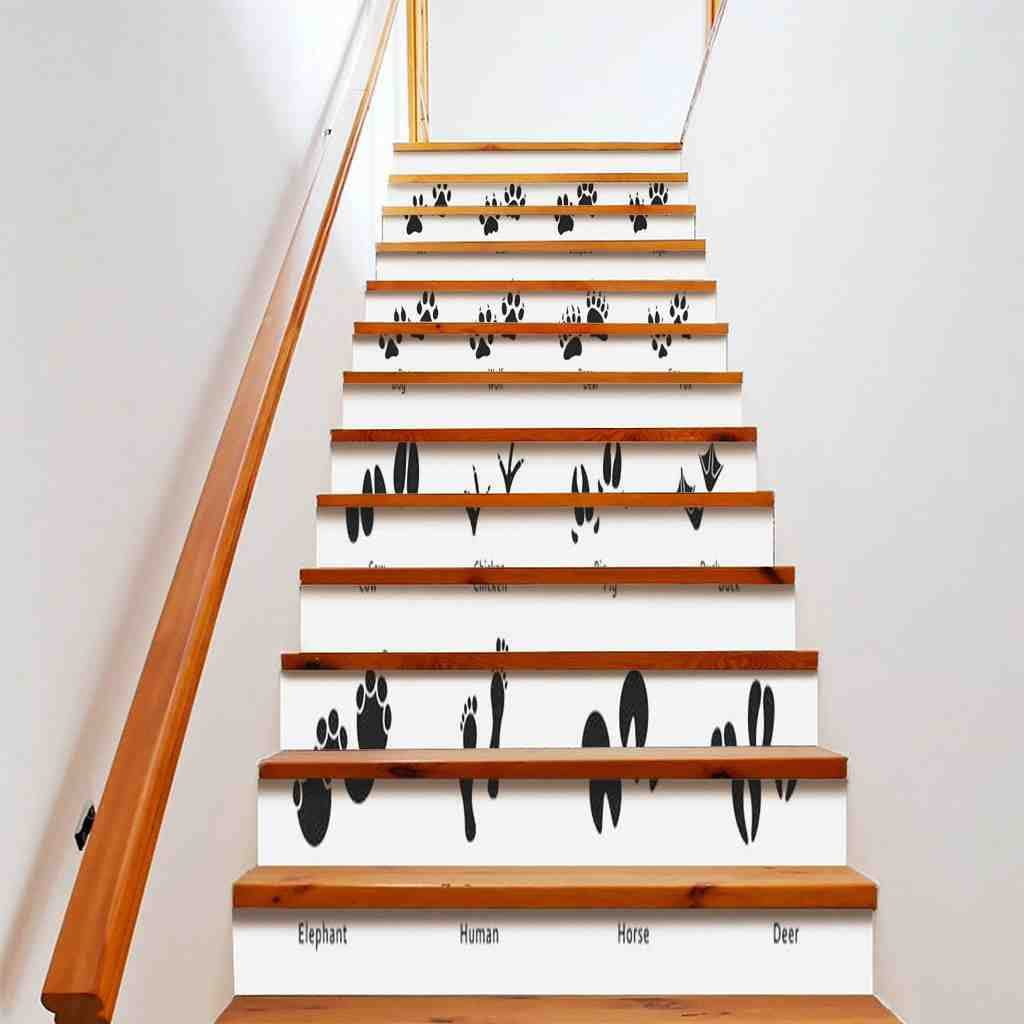 Animal Paw Stair Stickers Cartoon Cat's Claw Print Stair Riser Decal ...