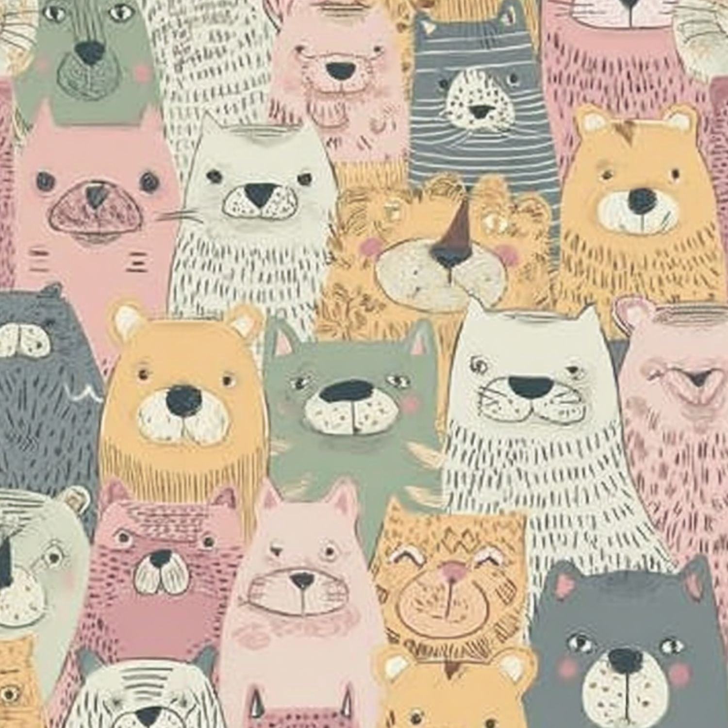 Animal Peel and Stick Wallpaper 17.7in x 9.8ft Whimsical Cute ...