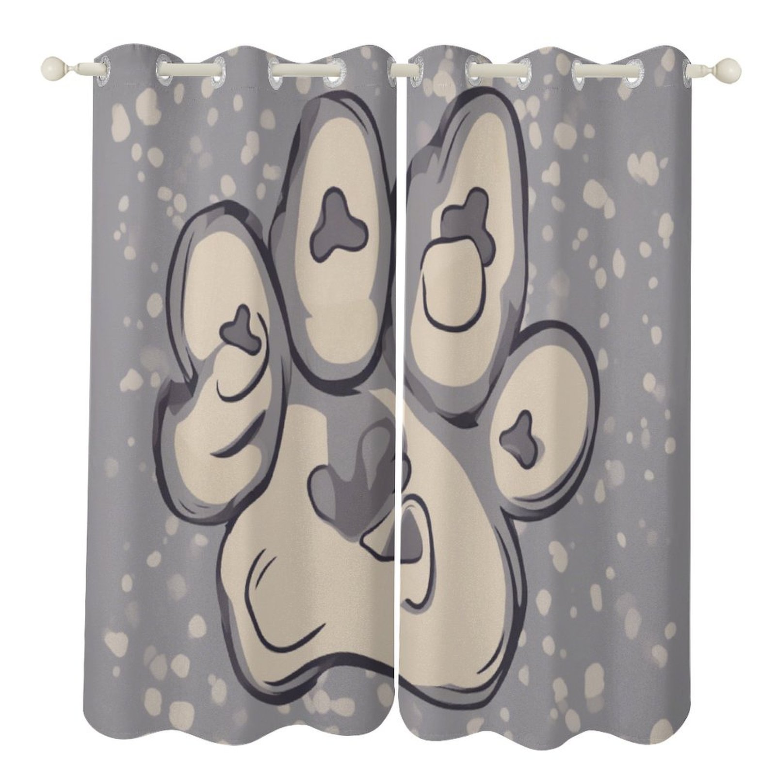 Animal Pet Dog Paw Bone Cute Curtains 2 Panels Set Blackout for Bedroom ...