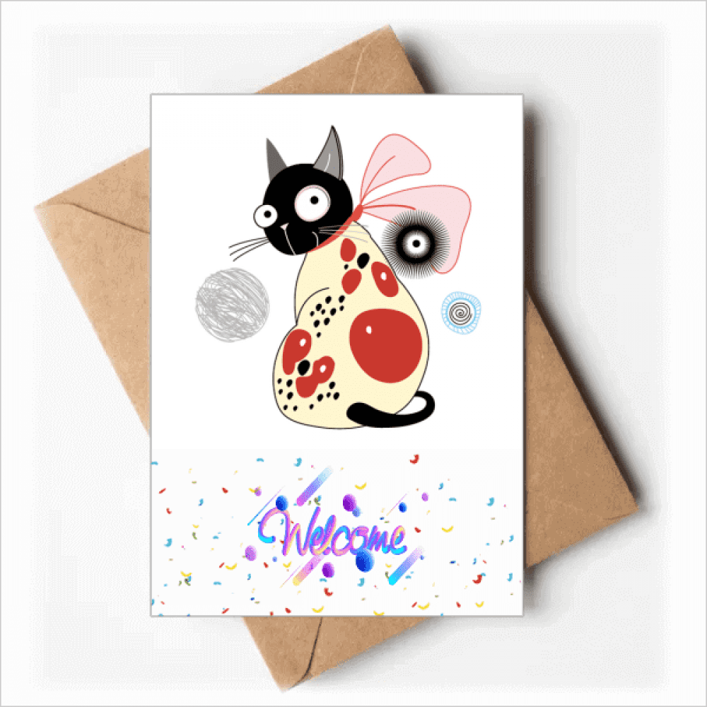 Animal Pet Lover Cute Cat Welcome Back Greeting Cards Envelopes Blank ...