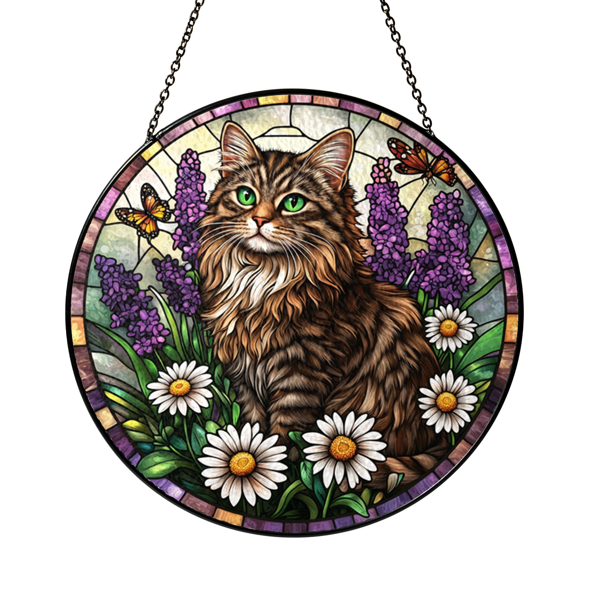 Animal Pet Stained Glass Suncatcher, Decorative Window Hanging Art with ...
