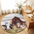 Animal Pig Cow Farm Barn Round Rug 3ft Retro Fence Country Wheat ...