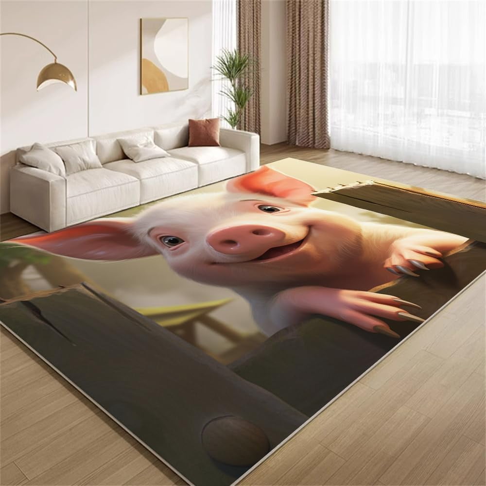 Animal Pig Rug 4x7ft Area Rugs Cute Animal Piggy Rugs Ultra Soft Non ...