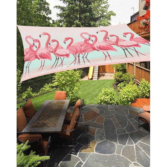 Animal Pink Flamingo Sun Shade Sail 14'X18' Art Deco Pink Ripples ...