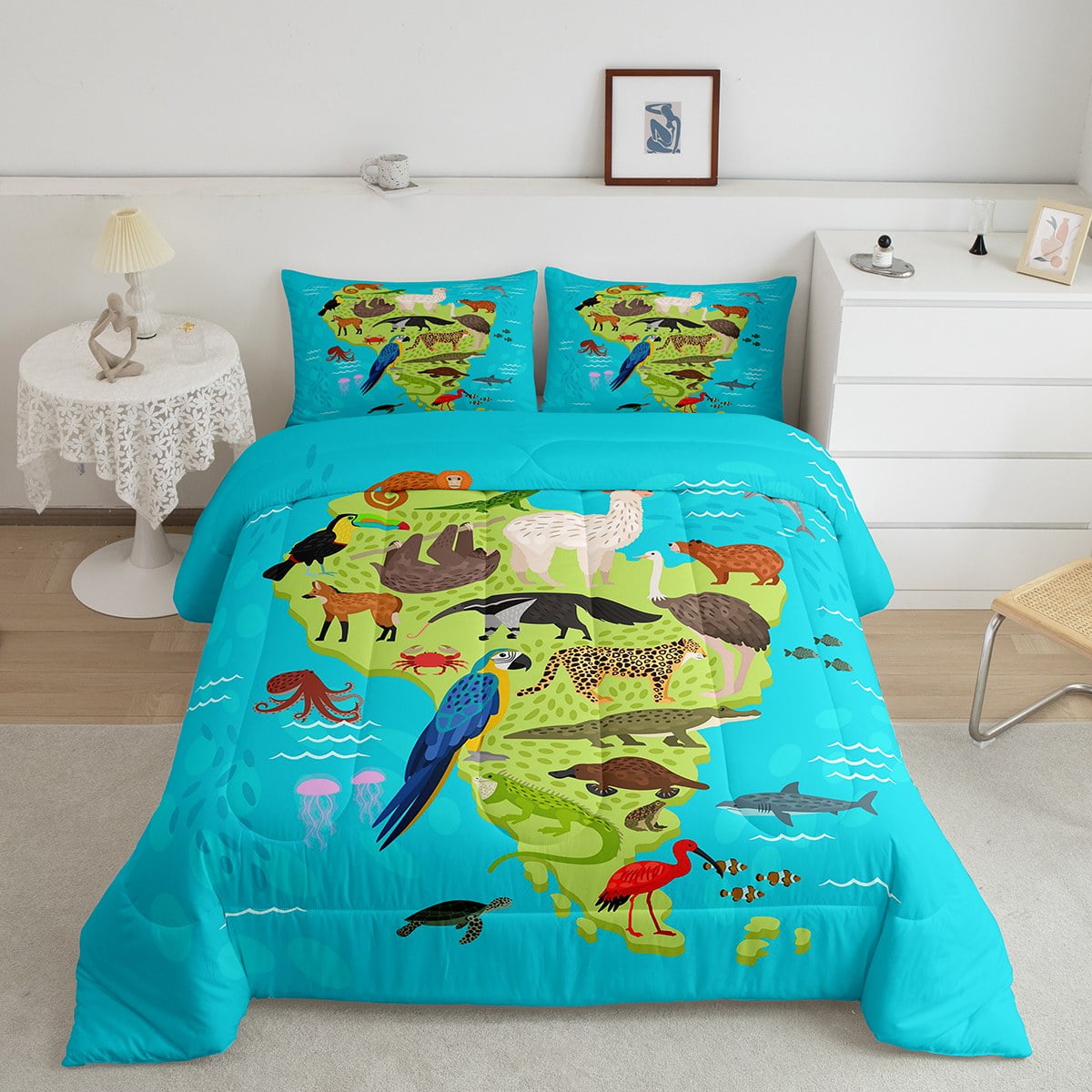 Animal Planet Bedding Comforter Sets Twin for Toddler Youth, Zoo Animal ...