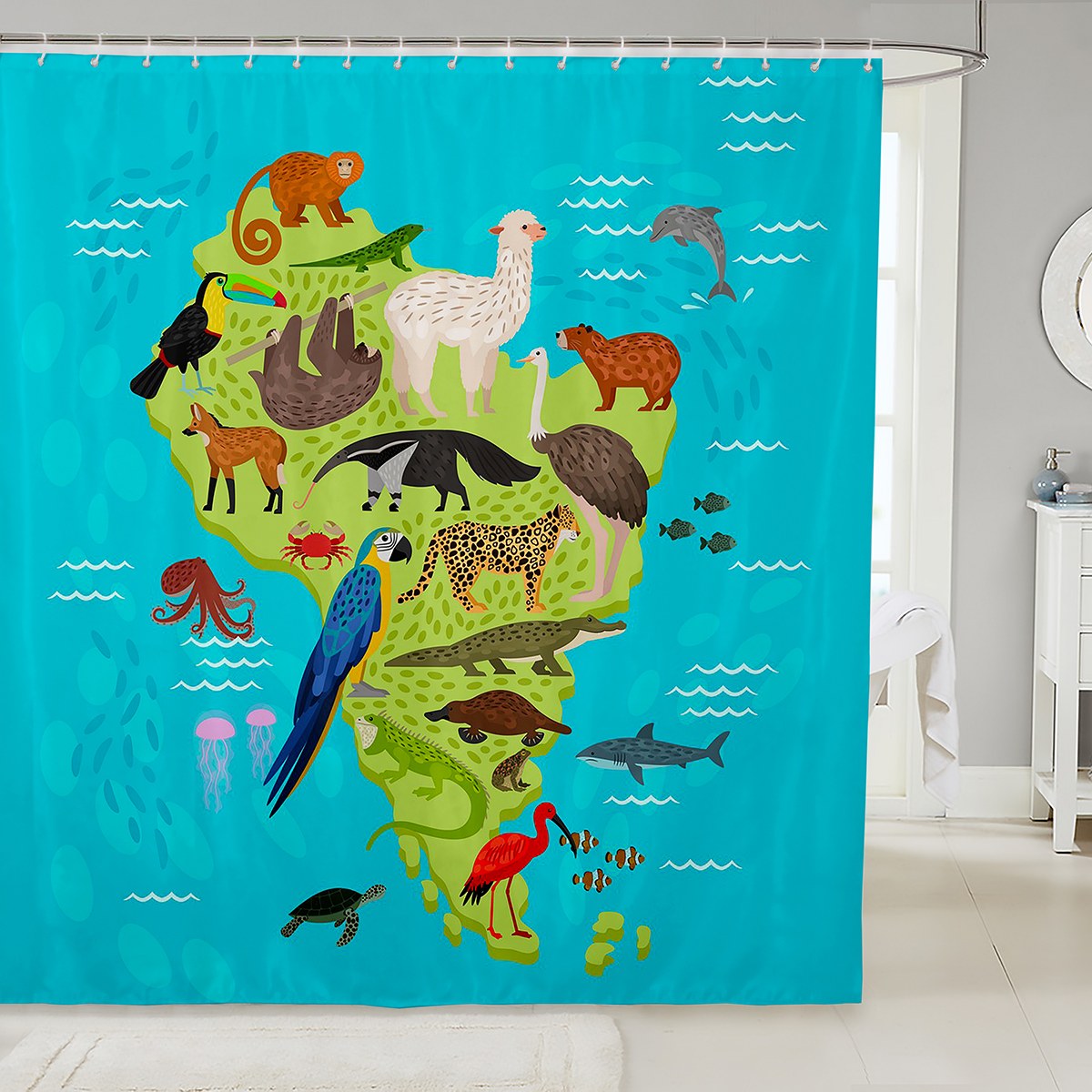 Animal Planet Shower Curtain, Zoo Animal Bathroom Shower Curtain Sets ...