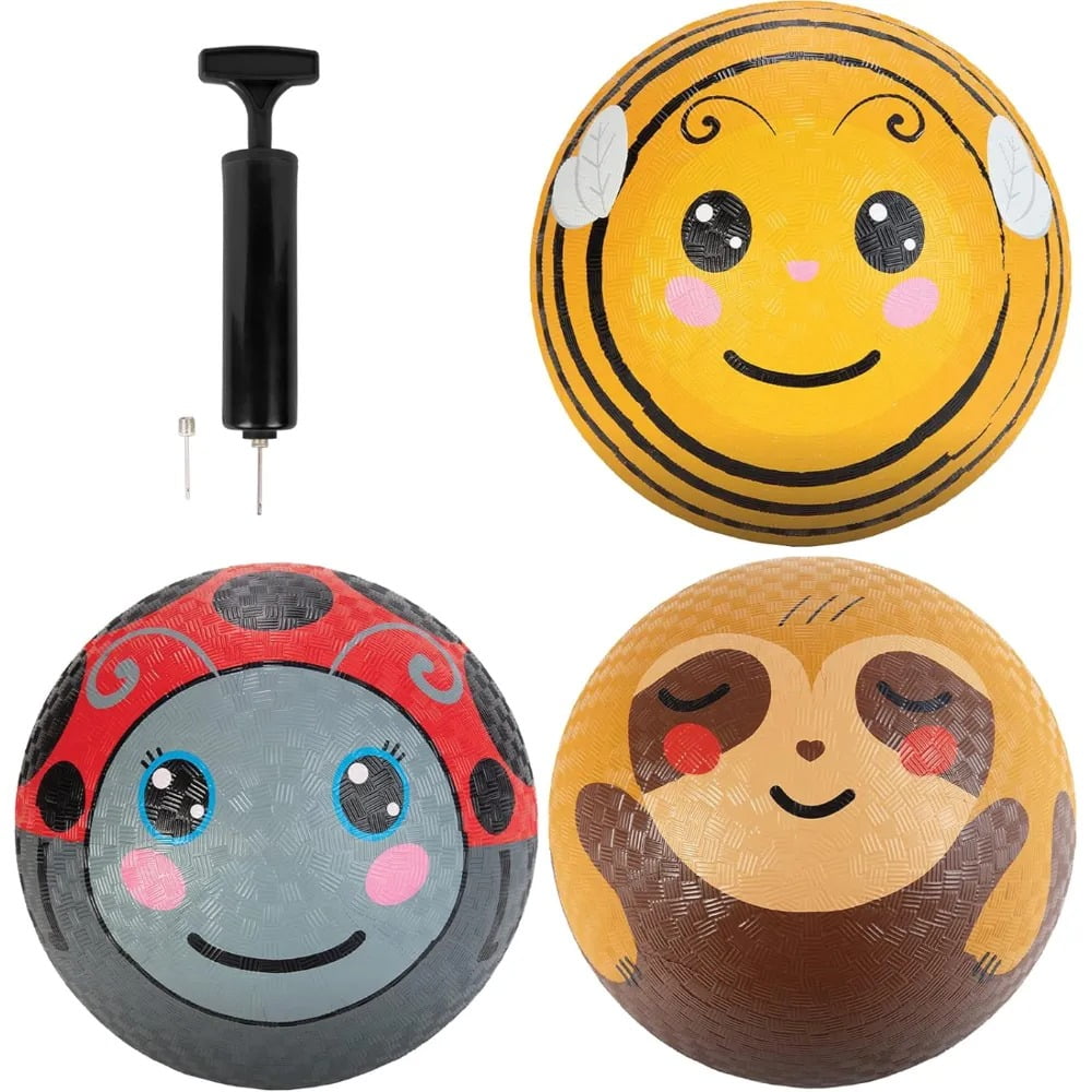 Animal Playground Balls 8.5" (3 Pack) W Pump - Great for Dodgeball ...