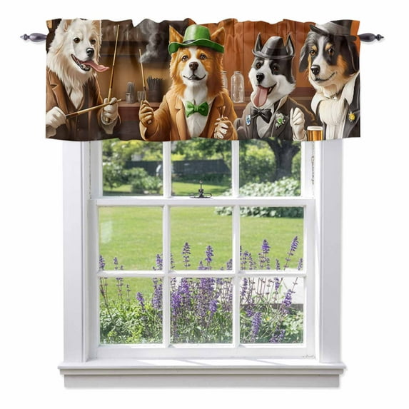 Animal Playing Billiards Valances for Windows, Abstract Dog Valance ...