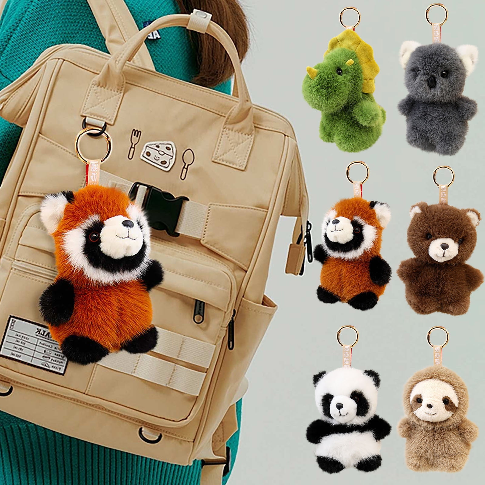 Animal Plush Keychain for Kids, Cute Keychain Charm Accessories for Bag ...