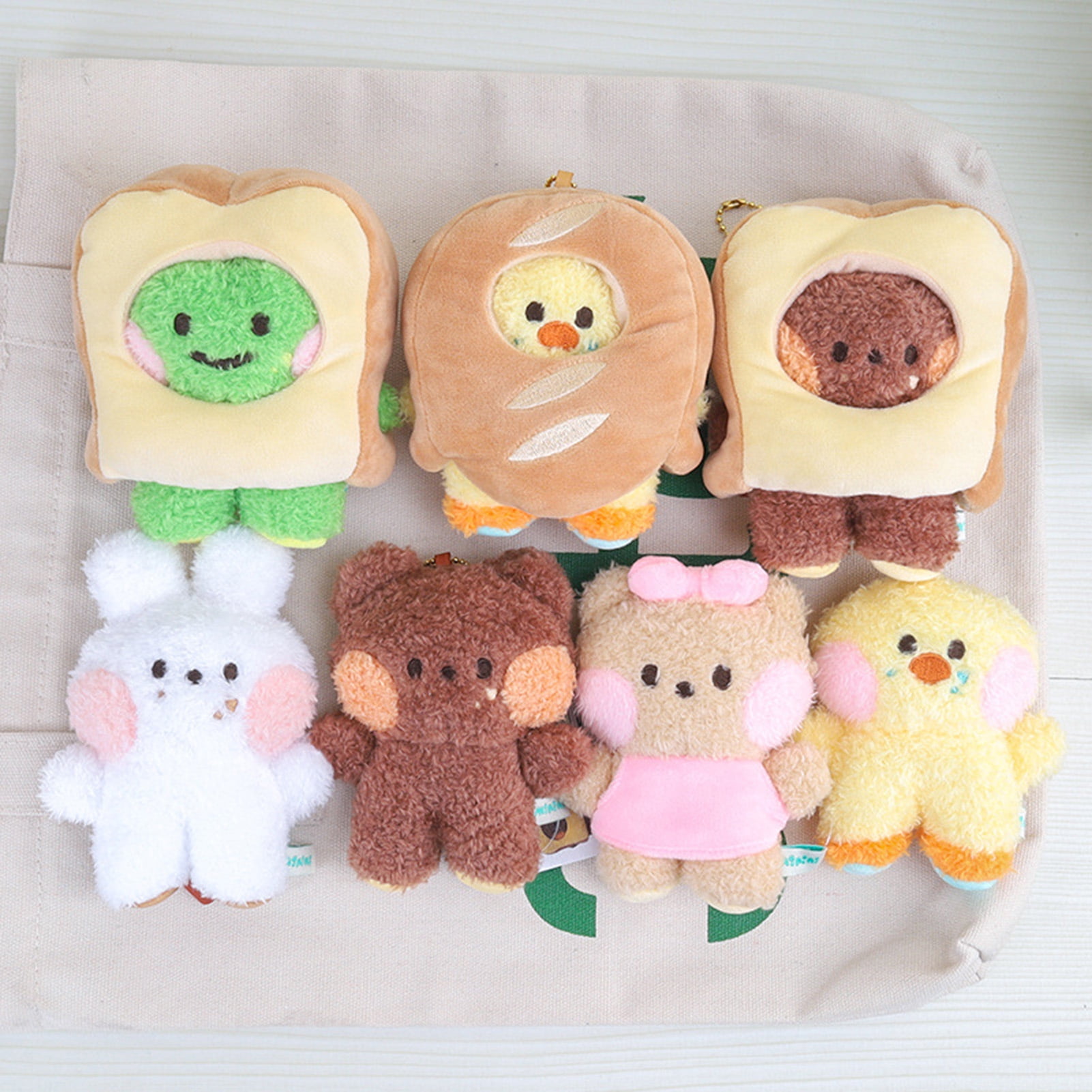 Animal Plush Pendant Lovely Frog Chick Bear Rabbit Bread Doll Plushies Decoration PP Cotton ...