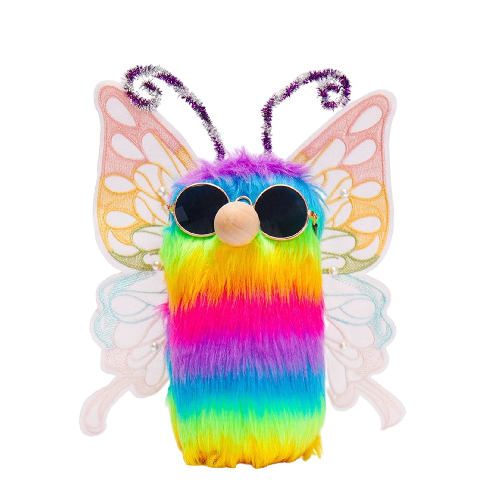 Animal Plush Plush Toys Colorful Rainbow Plush Butterfly Toy With Sunglasses, Soft And Fuzzy ...